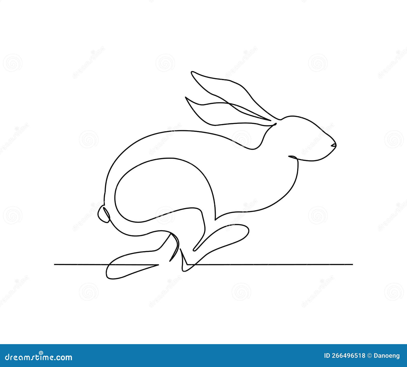 Continuous One Line Drawing of Rabbit. Cute Bunny Simple Hand Drawn ...