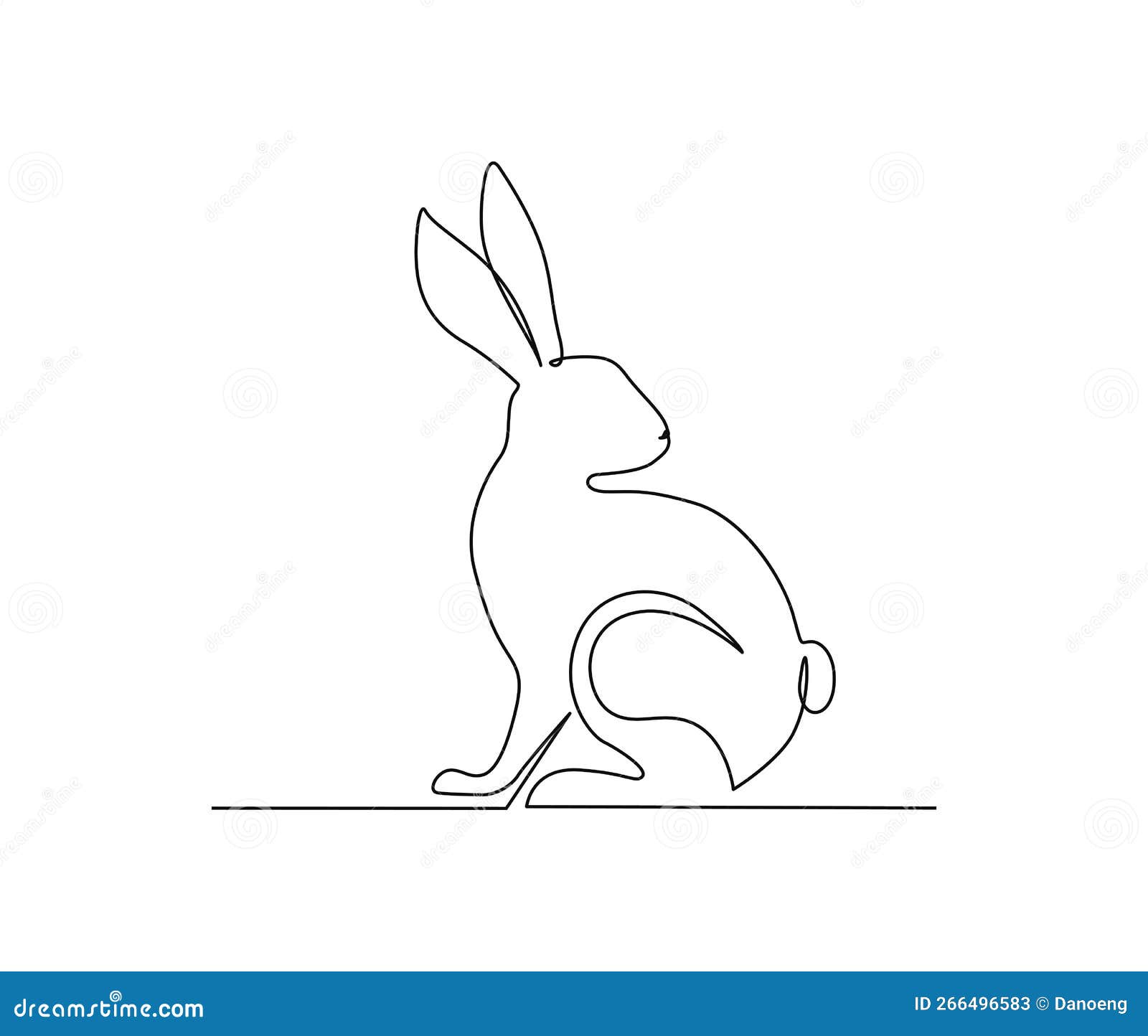 Continuous One Line Drawing of Rabbit. Cute Bunny Simple Hand Drawn ...