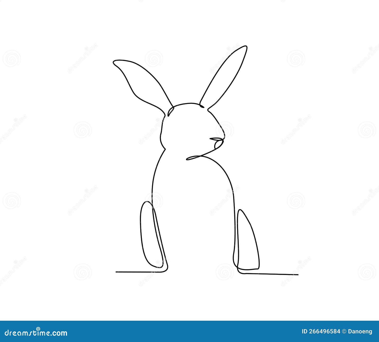 Continuous One Line Drawing of Rabbit. Cute Bunny Simple Hand Drawn ...