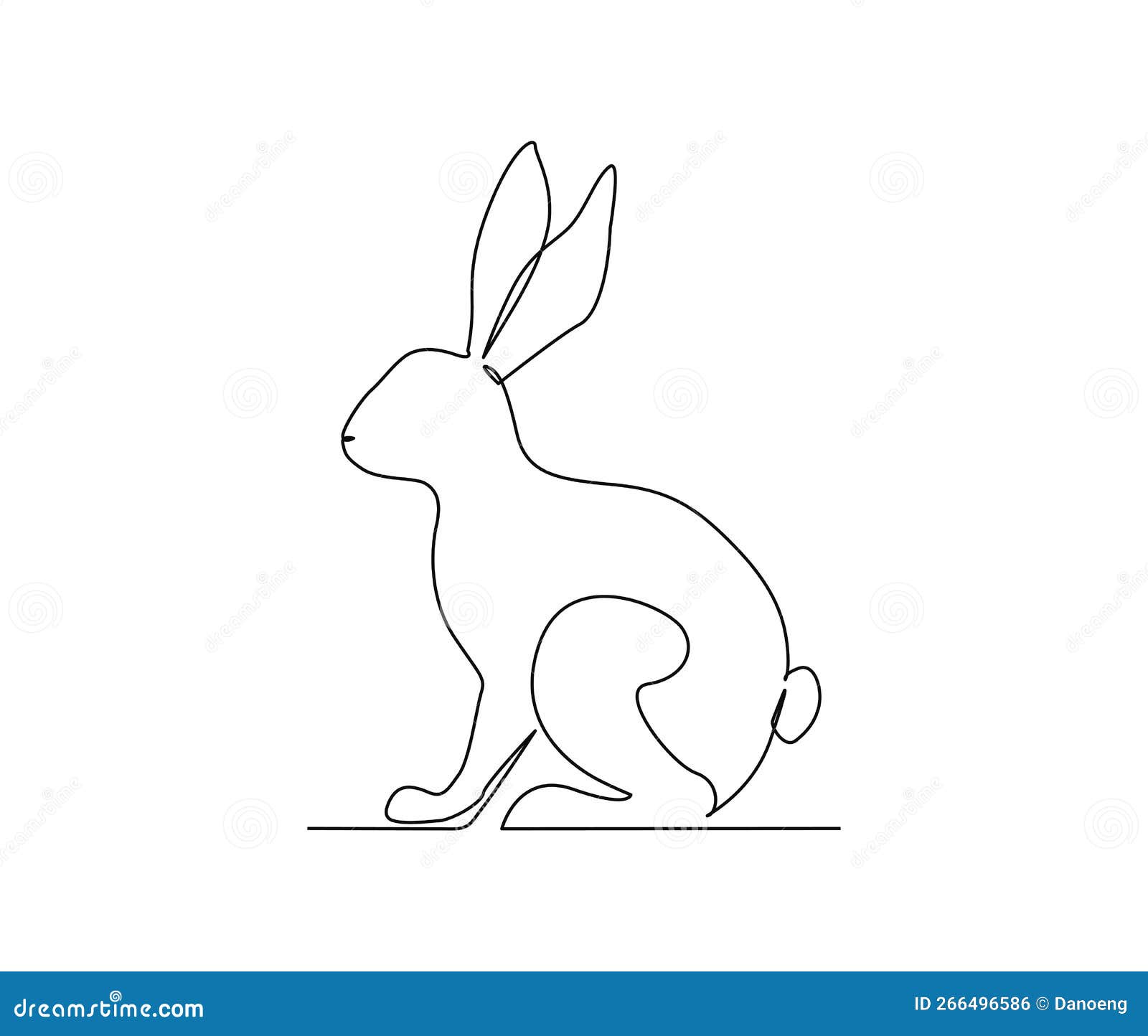 Continuous One Line Drawing of Rabbit. Cute Bunny Simple Hand Drawn ...