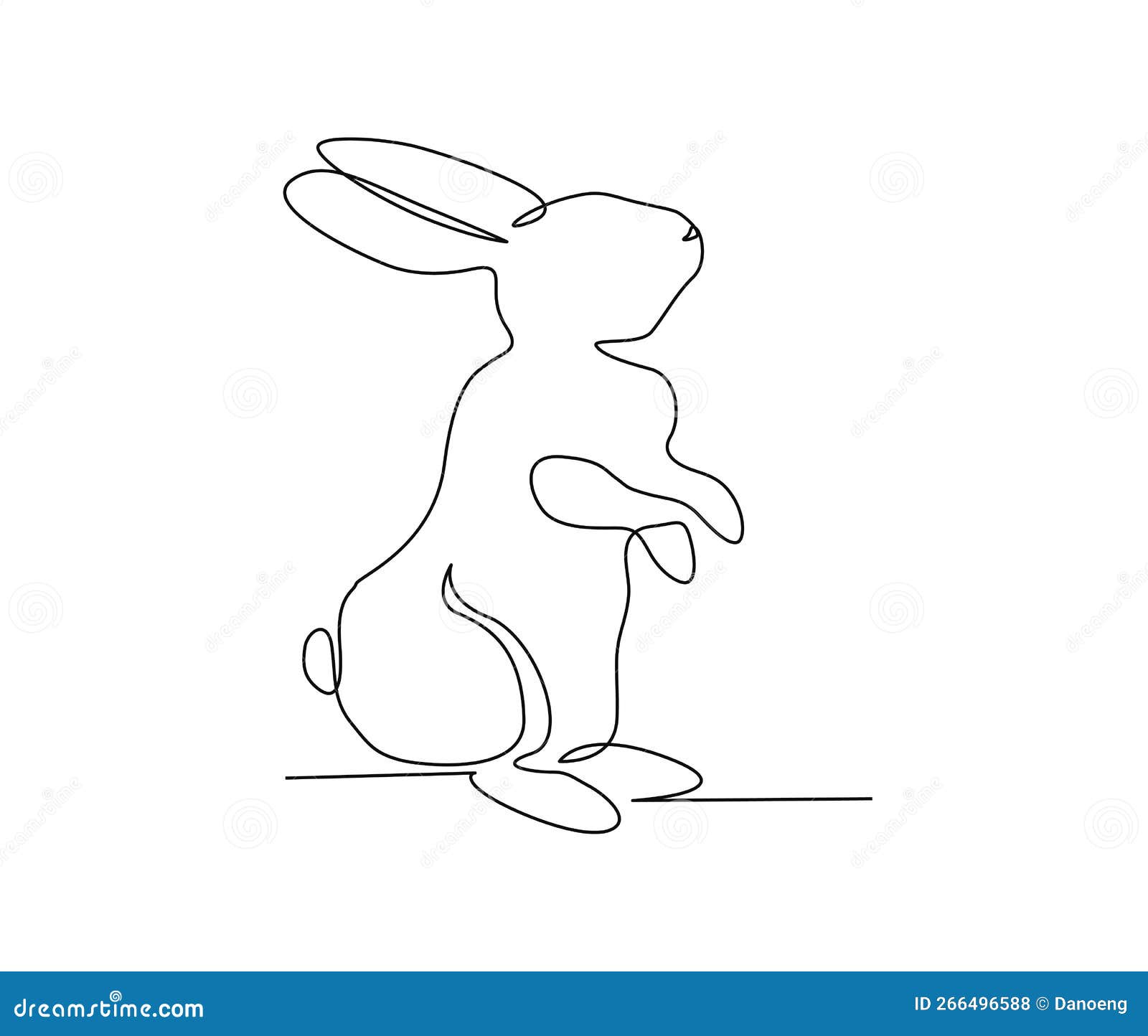 Continuous One Line Drawing of Rabbit. Cute Bunny Simple Hand Drawn ...