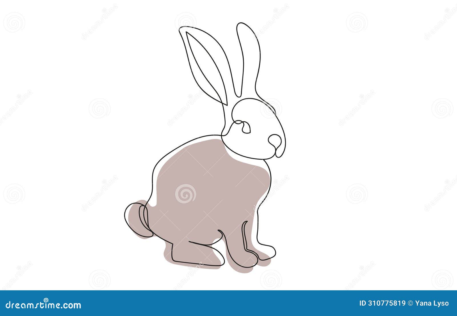 Continuous One Line Drawing of Rabbit. Simple Line Art of Easter Bunny ...