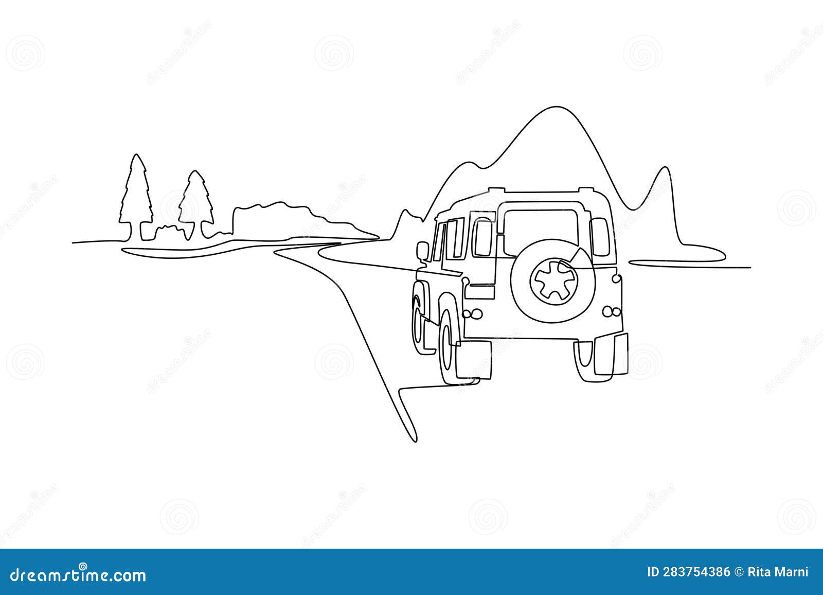 Continuous One Line Drawing Road Trip Concept. Design Vector Graphic ...
