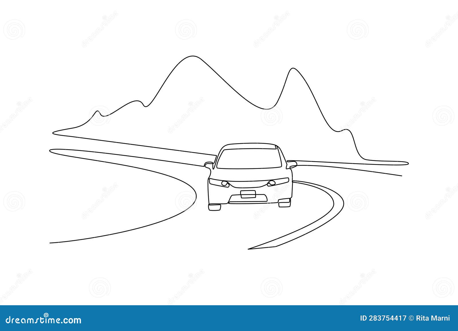 Continuous One Line Drawing Road Trip Concept. Design Vector Graphic ...