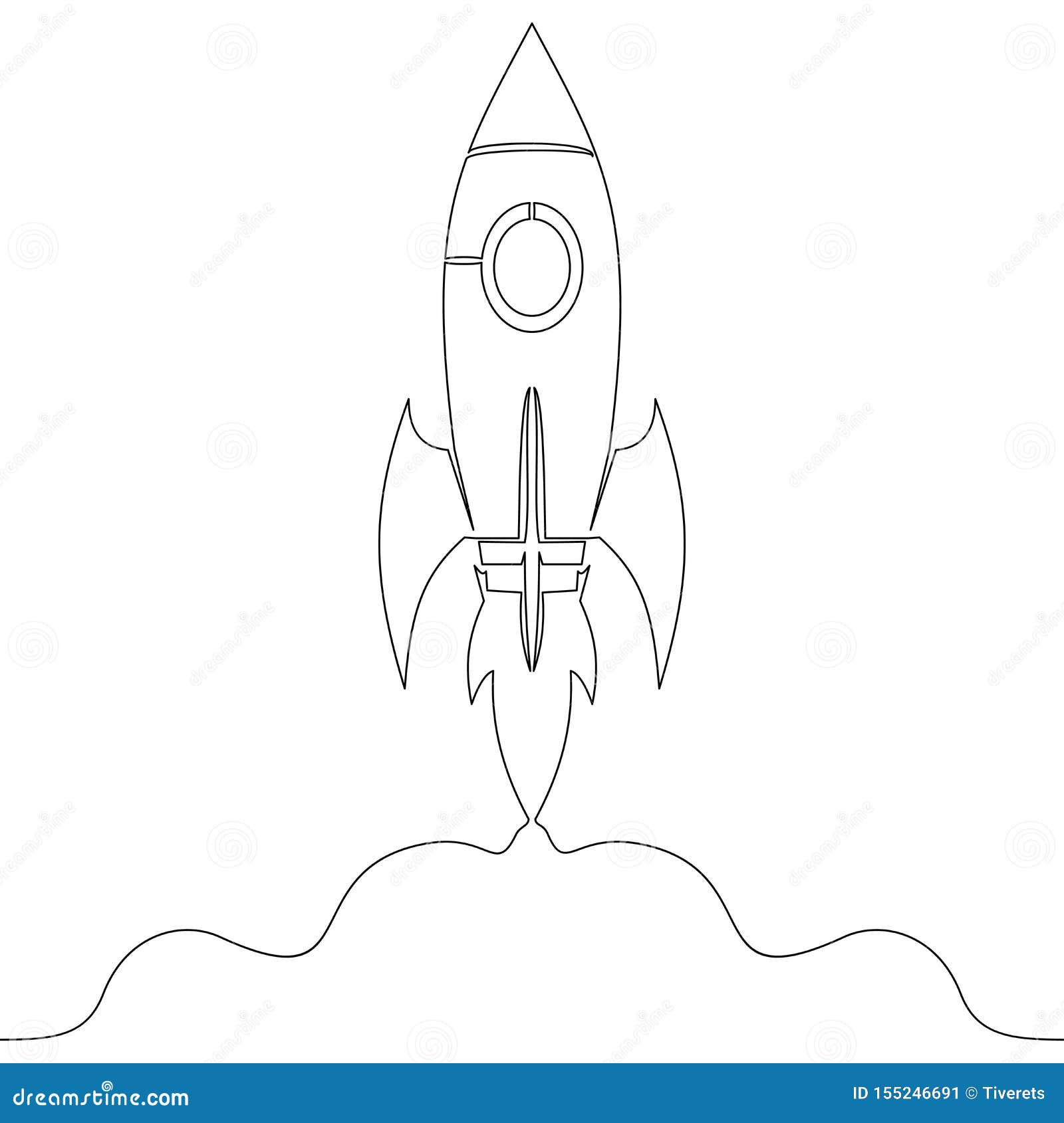 Continuous One Line Drawing Rocket Icon Concept Stock Vector ...