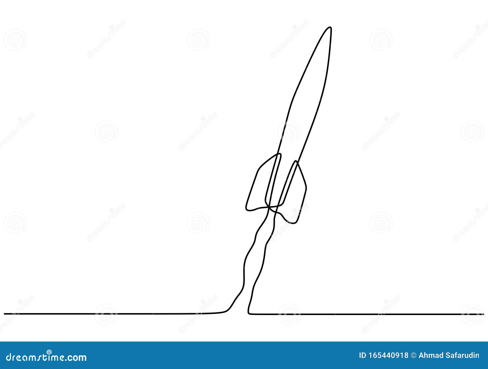 Continuous One Line Drawing of Rocket Vector Object Stock Vector ...