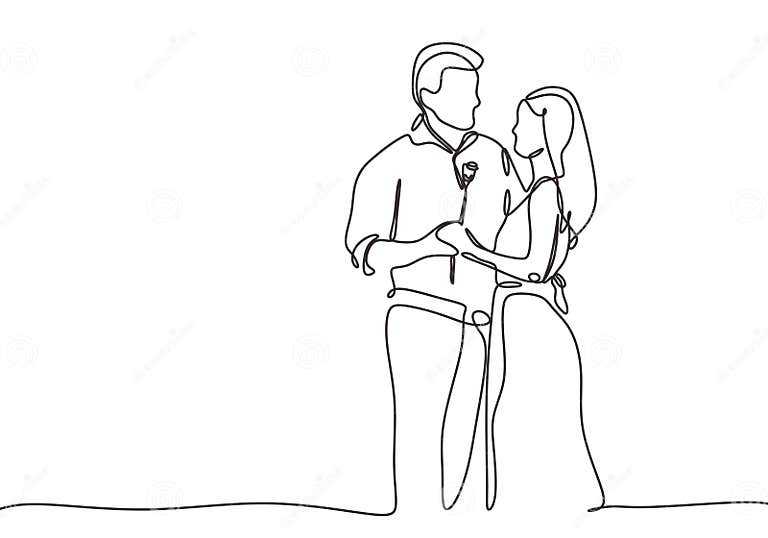 Continuous One Line Drawing Of Romantic Couple In Love Stock Vector