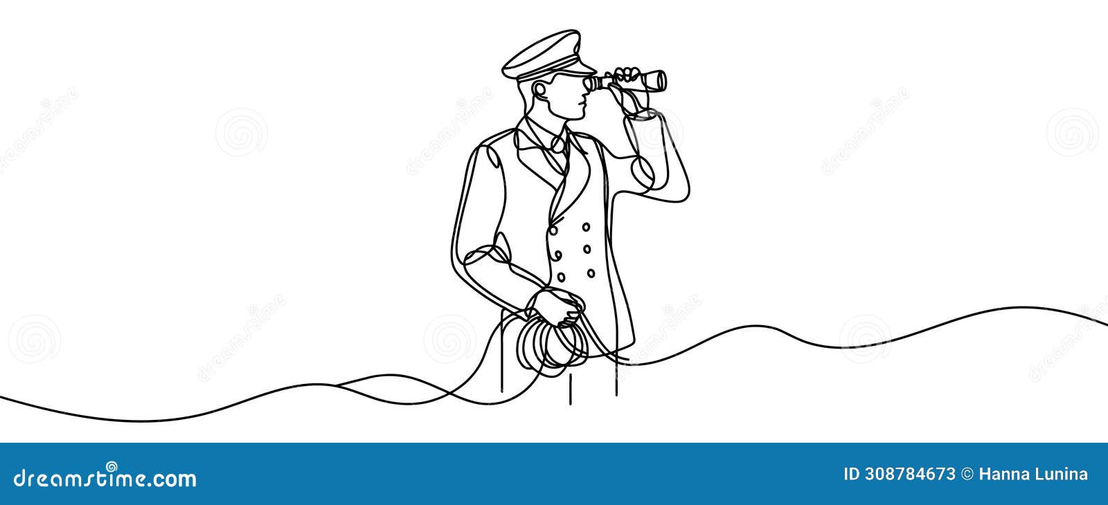 Continuous One Line Drawing of a Sailor in Uniform. Vector Graphic ...