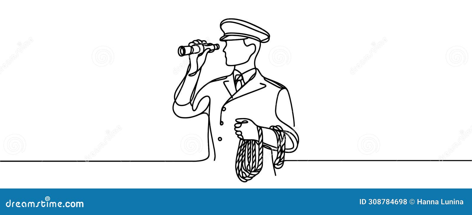 Continuous One Line Drawing of a Sailor in Uniform. Vector Graphic ...