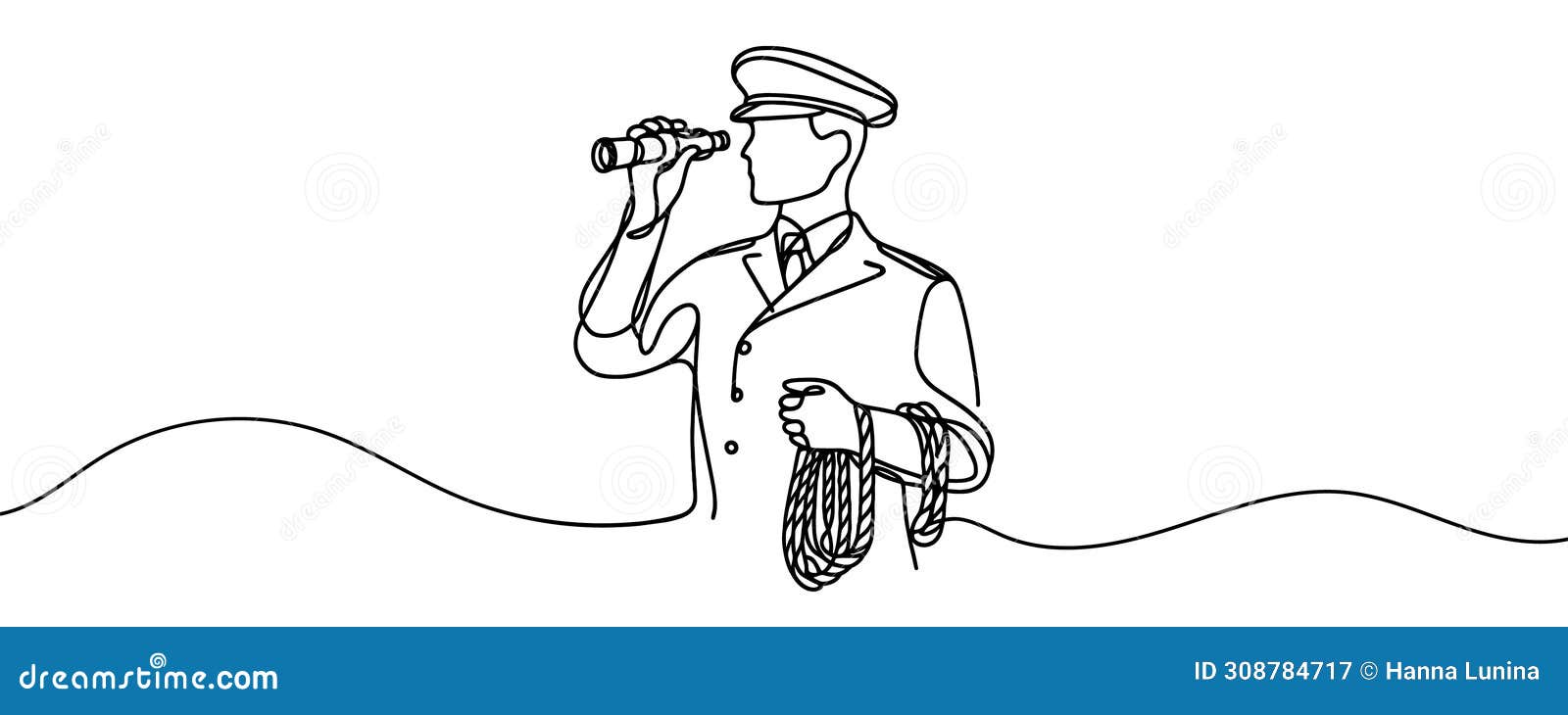 Continuous One Line Drawing of a Sailor in Uniform. Vector Graphic ...