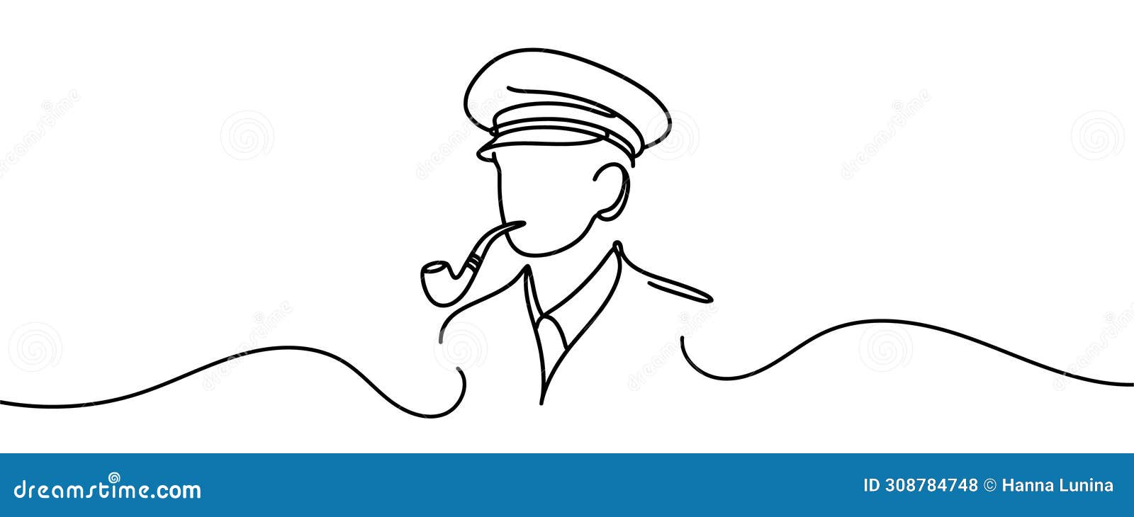 Continuous One Line Drawing of a Sailor in Uniform. Vector Graphic ...