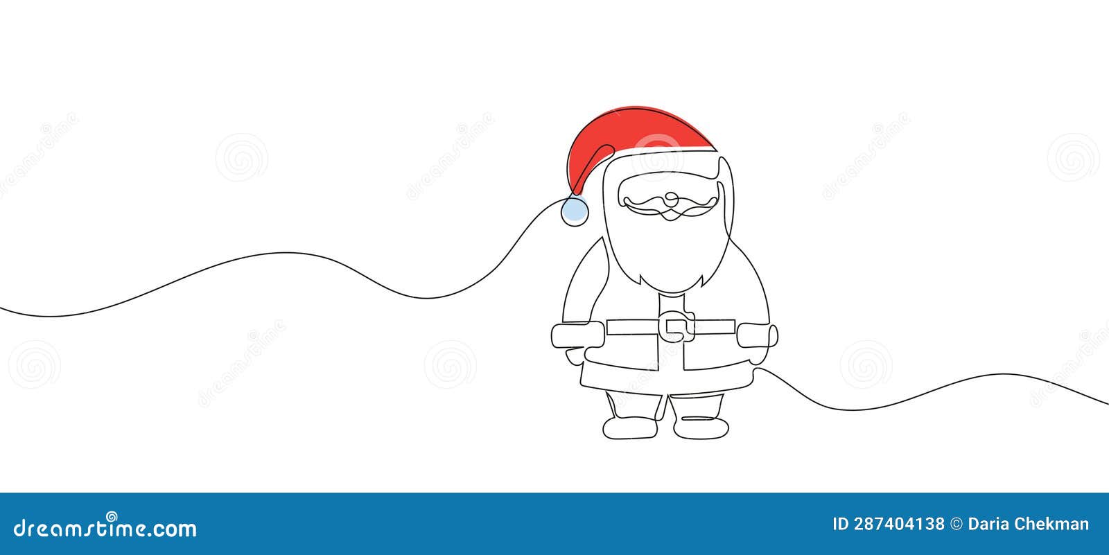 Continuous One Line Drawing of Santa Claus Isolated on White Background ...