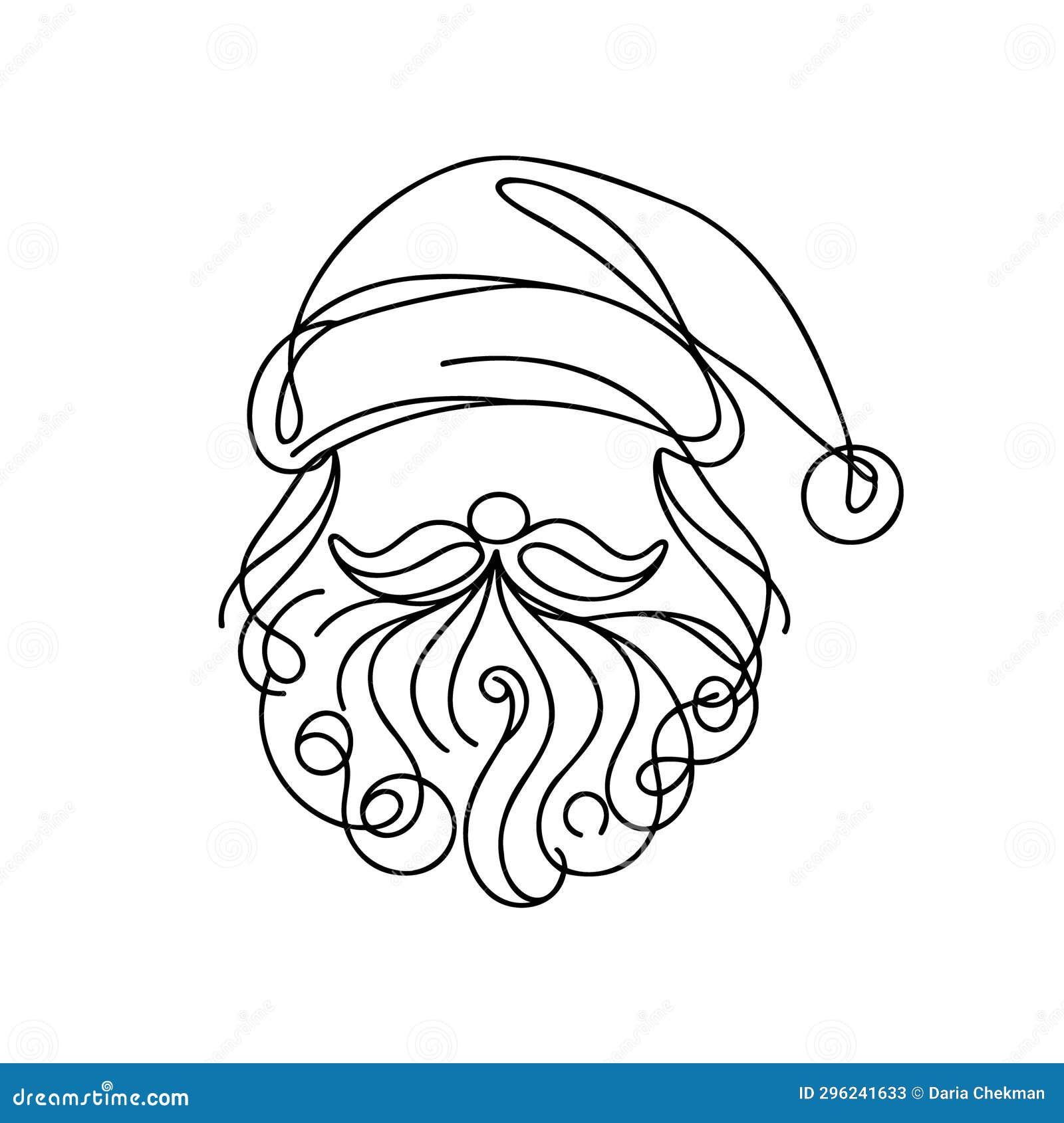Continuous One Line Drawing of Santa Claus Isolated on White Background ...