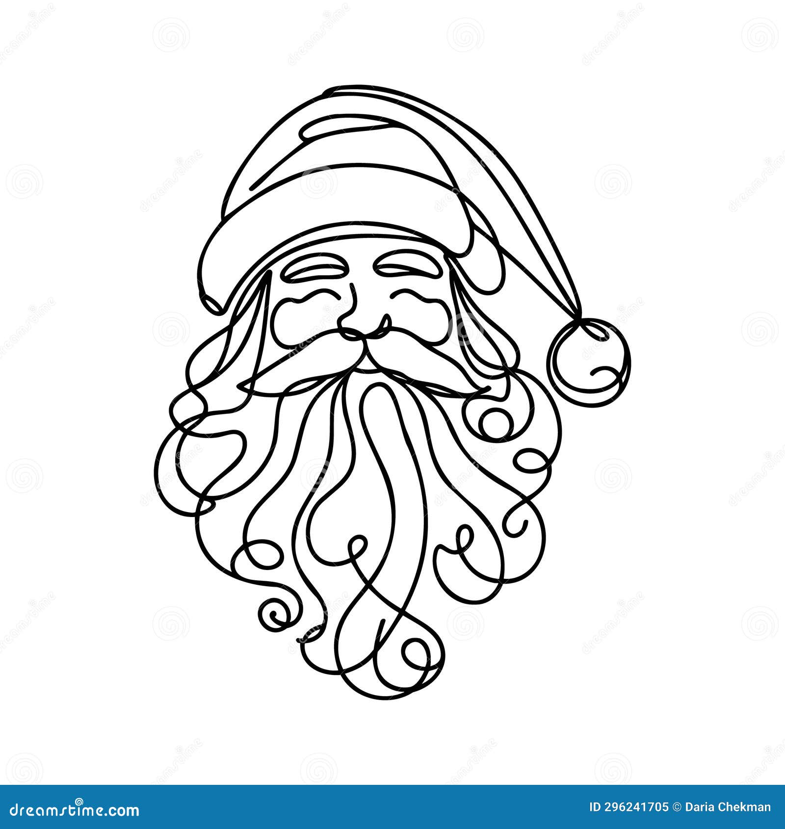 Continuous One Line Drawing of Santa Claus Isolated on White Background ...