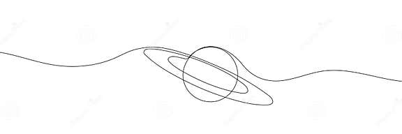 Continuous One Line Drawing Saturn Planet. Vector Illustration Stock ...