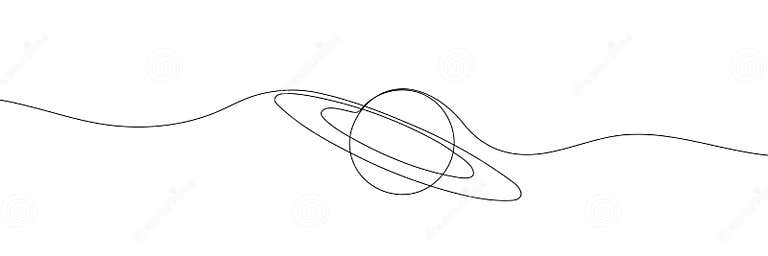 Continuous One Line Drawing Saturn Planet. Vector Illustration Stock ...