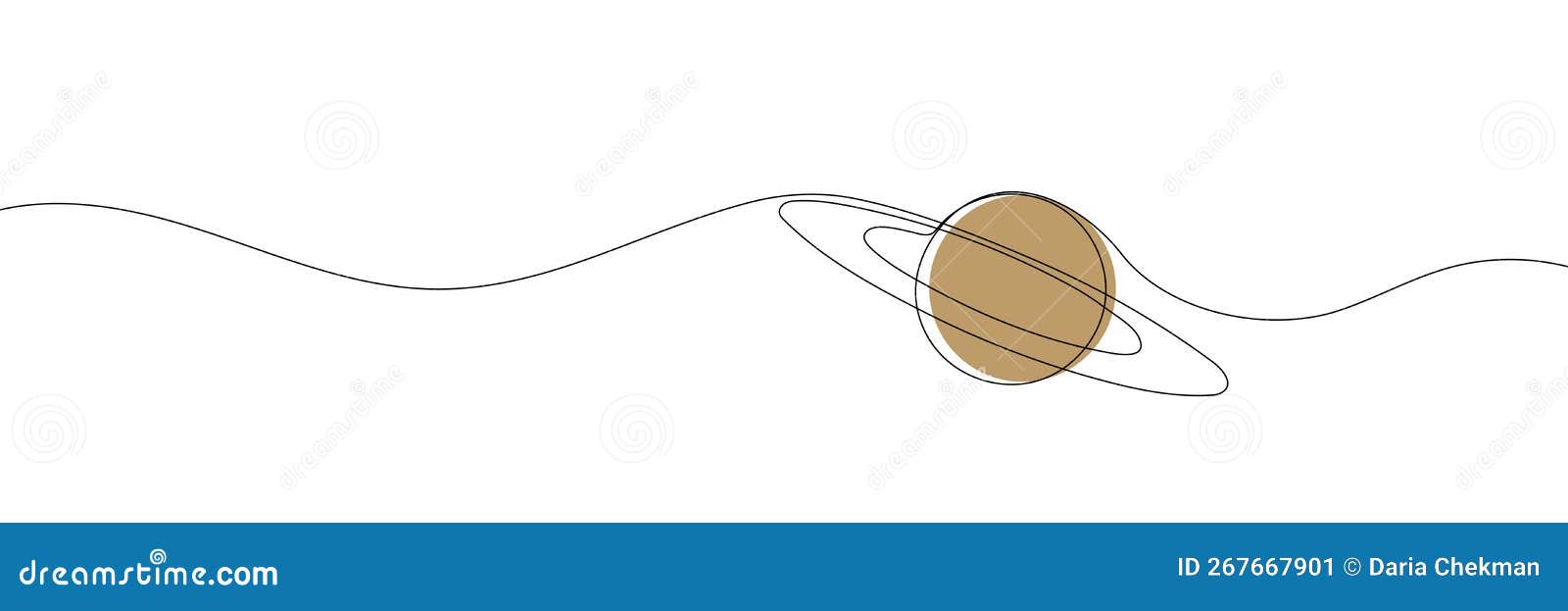 Continuous One Line Drawing Saturn Planet. Vector Illustration Stock ...
