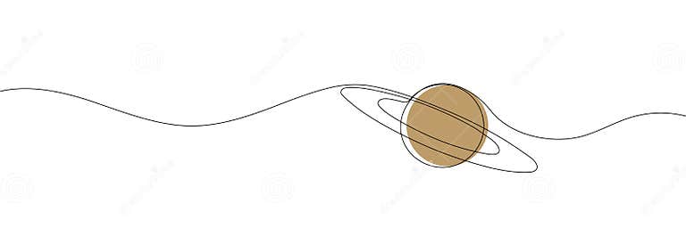 Continuous One Line Drawing Saturn Planet. Vector Illustration Stock ...