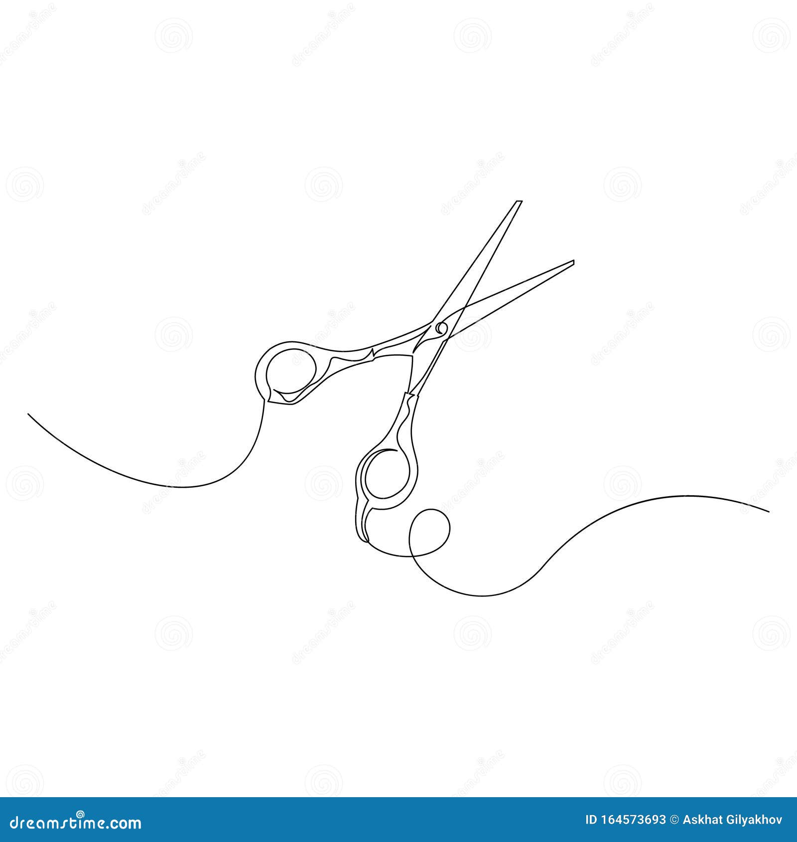 Continuous One Line Drawing Scissors. Vector Illustration. Stock Vector ...