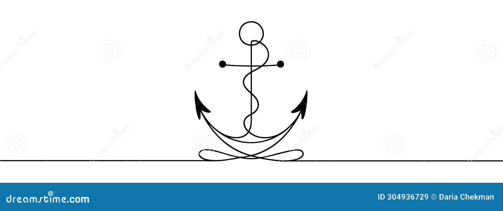 Continuous One Line Drawing of a Sea Anchor. Vector Illustration. Stock ...