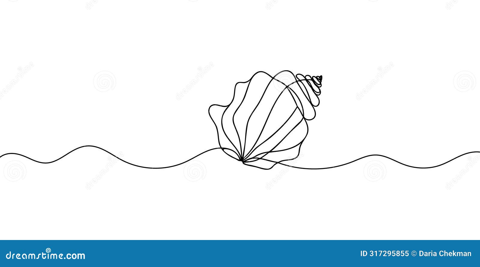 Continuous One Line Drawing of Sea Shell. Simple Illustration of Shell ...