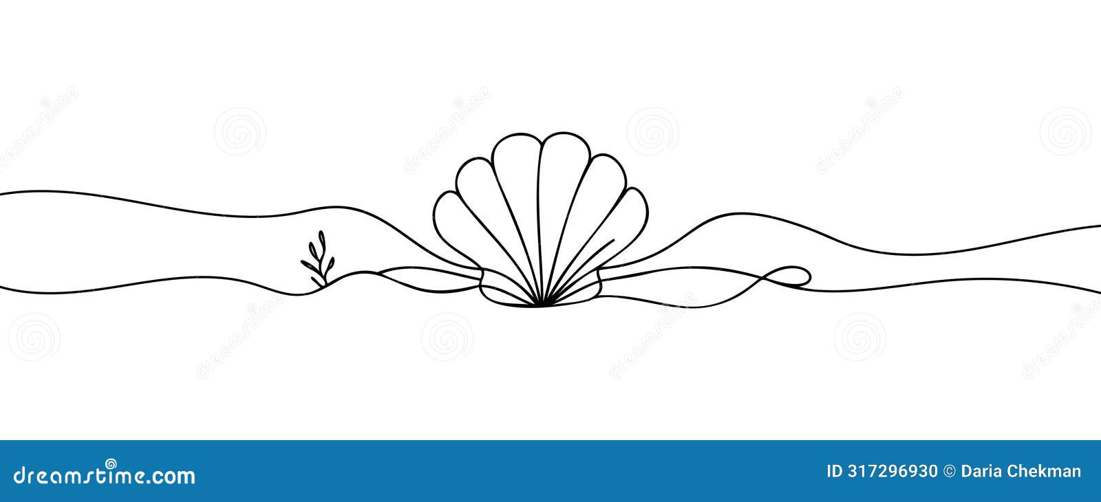 Continuous One Line Drawing of Sea Shell. Simple Illustration of Shell ...