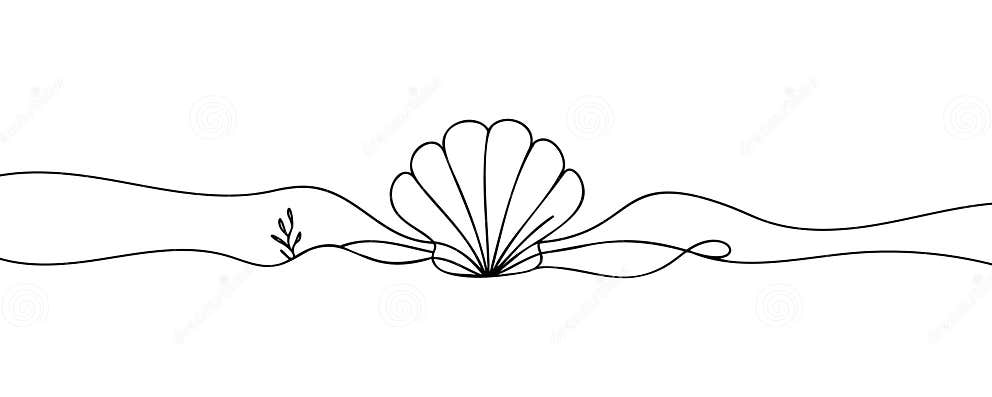 Continuous One Line Drawing of Sea Shell. Simple Illustration of Shell ...