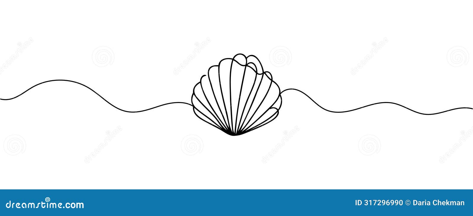 Continuous One Line Drawing of Sea Shell. Simple Illustration of Shell ...