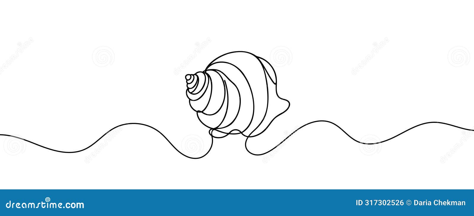 Continuous One Line Drawing of Sea Shell. Simple Illustration of Shell ...