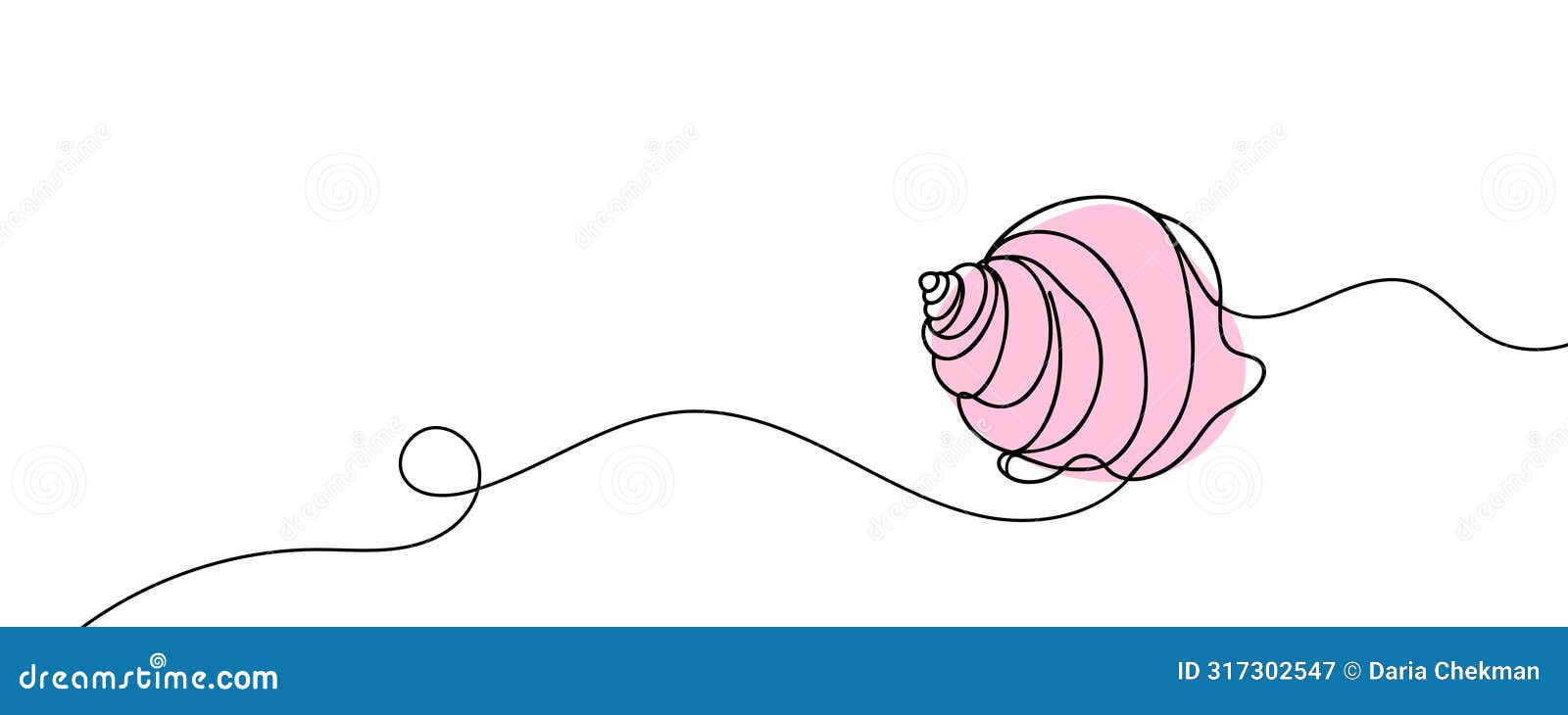Continuous One Line Drawing of Sea Shell. Simple Illustration of Shell ...