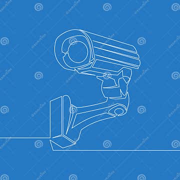 Continuous One Line Drawing Security Video Camera Stock Vector ...