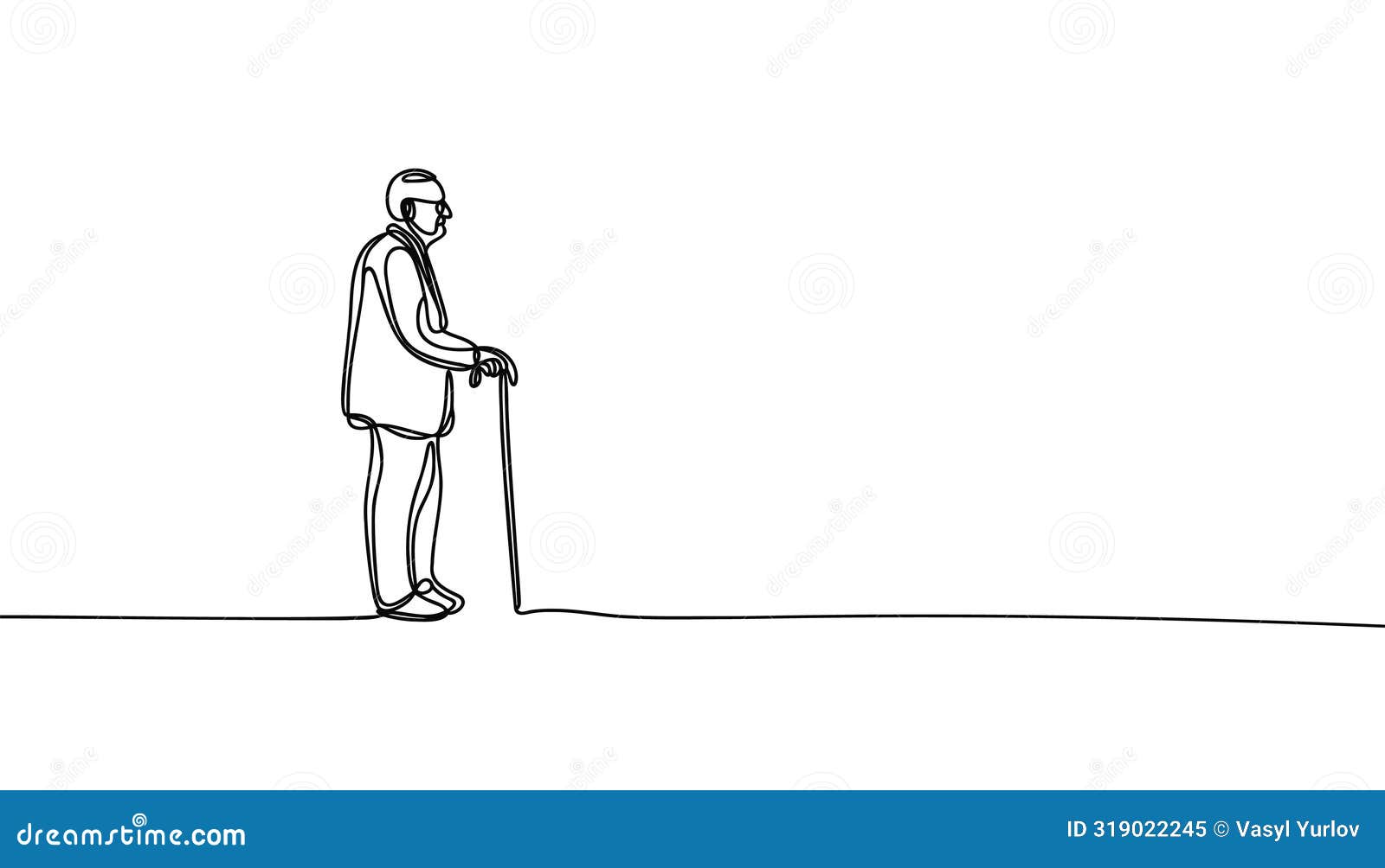 Continuous One Line Drawing of a Senior, Older Man. Minimal Outline ...