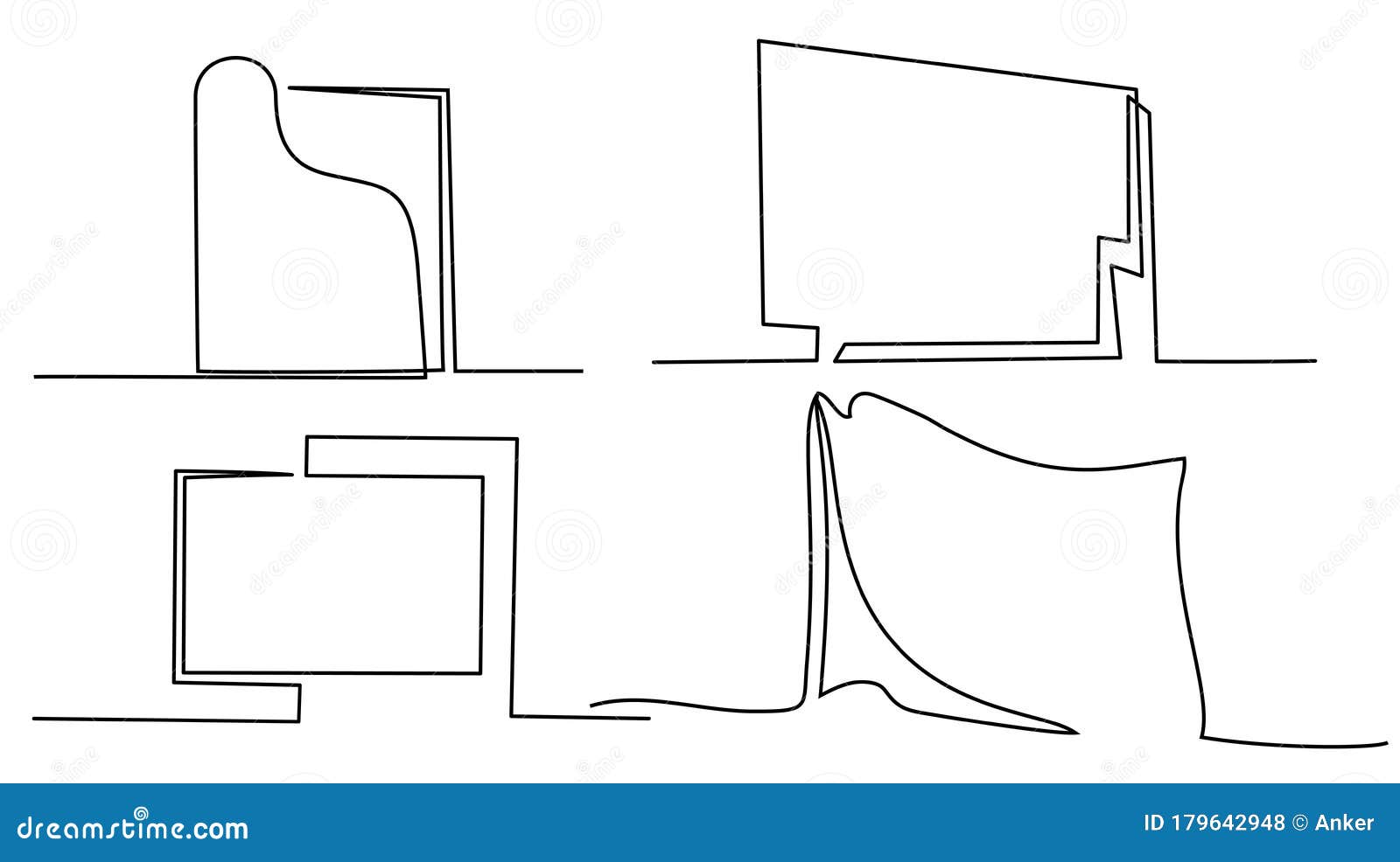 Continuous One Line Drawing. Set of Frames and Cards Stock Vector ...