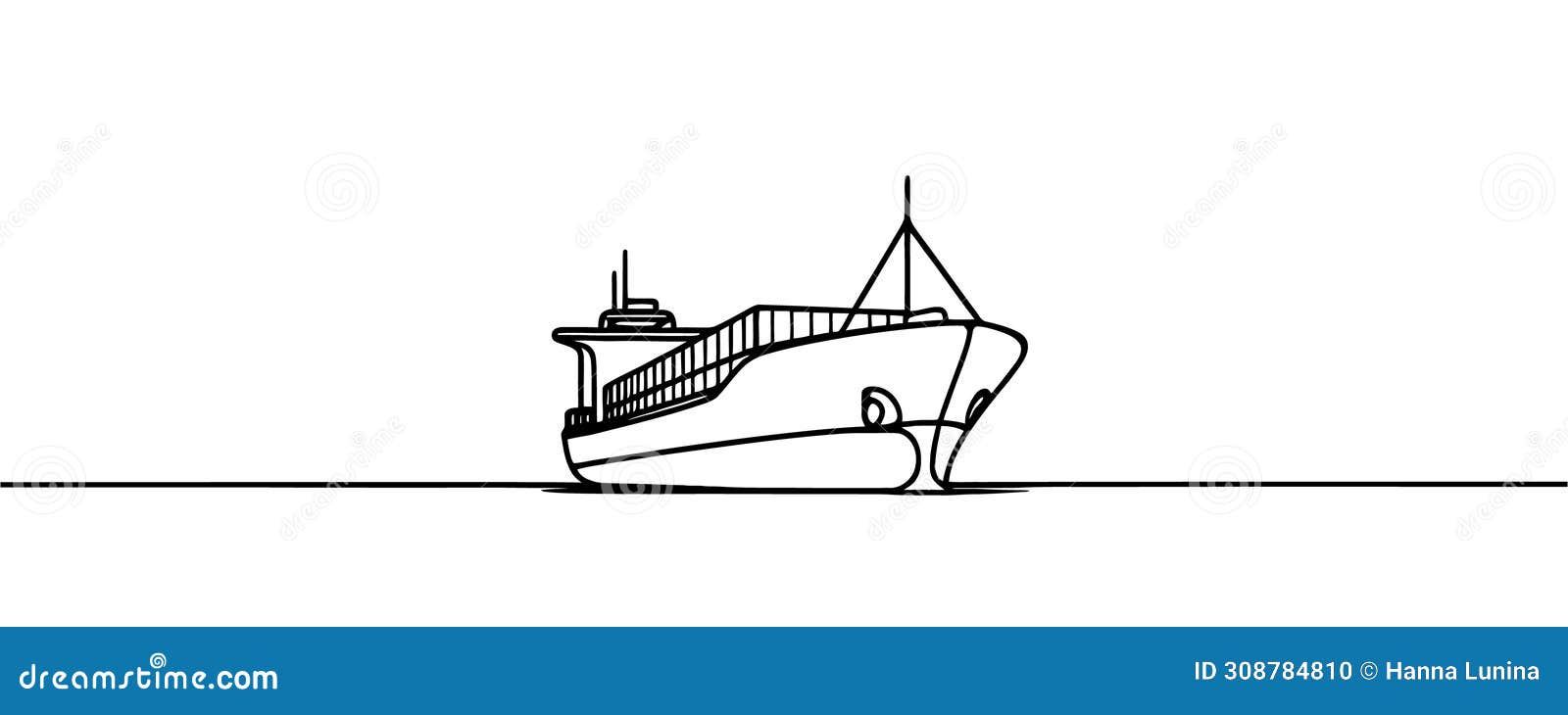 Continuous One Line Drawing of a Ship. Sailing Concept Stock Vector ...