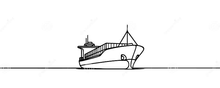 Continuous One Line Drawing of a Ship. Sailing Concept Stock Vector ...