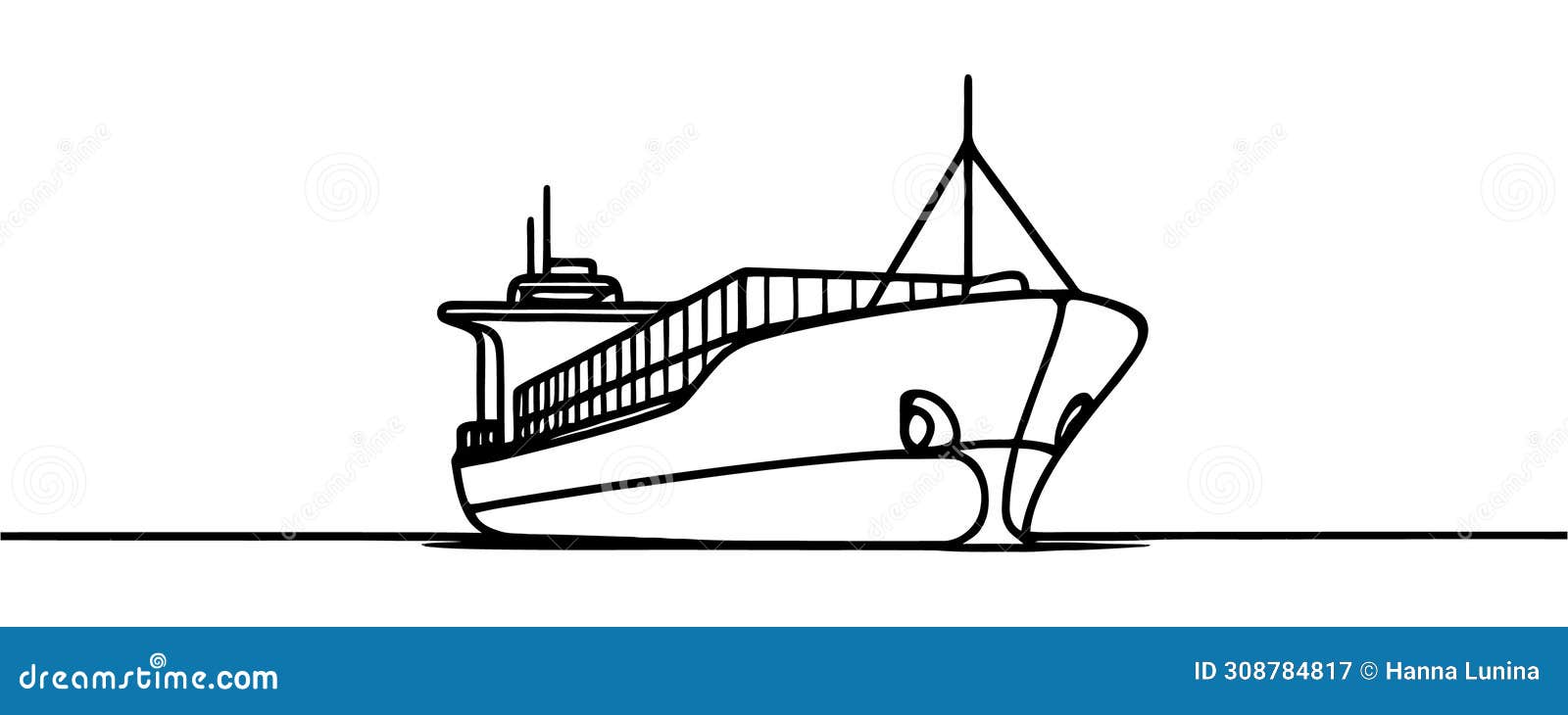 Continuous One Line Drawing of a Ship. Sailing Concept Stock ...