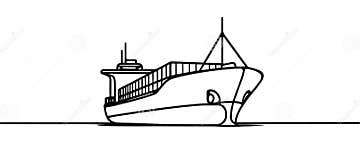 Continuous One Line Drawing of a Ship. Sailing Concept Stock ...