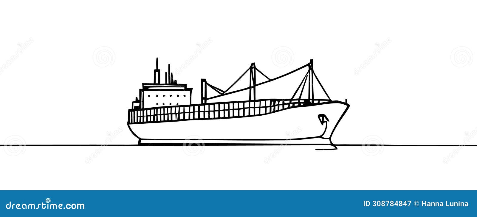 Continuous One Line Drawing of a Ship. Sailing Concept Stock ...