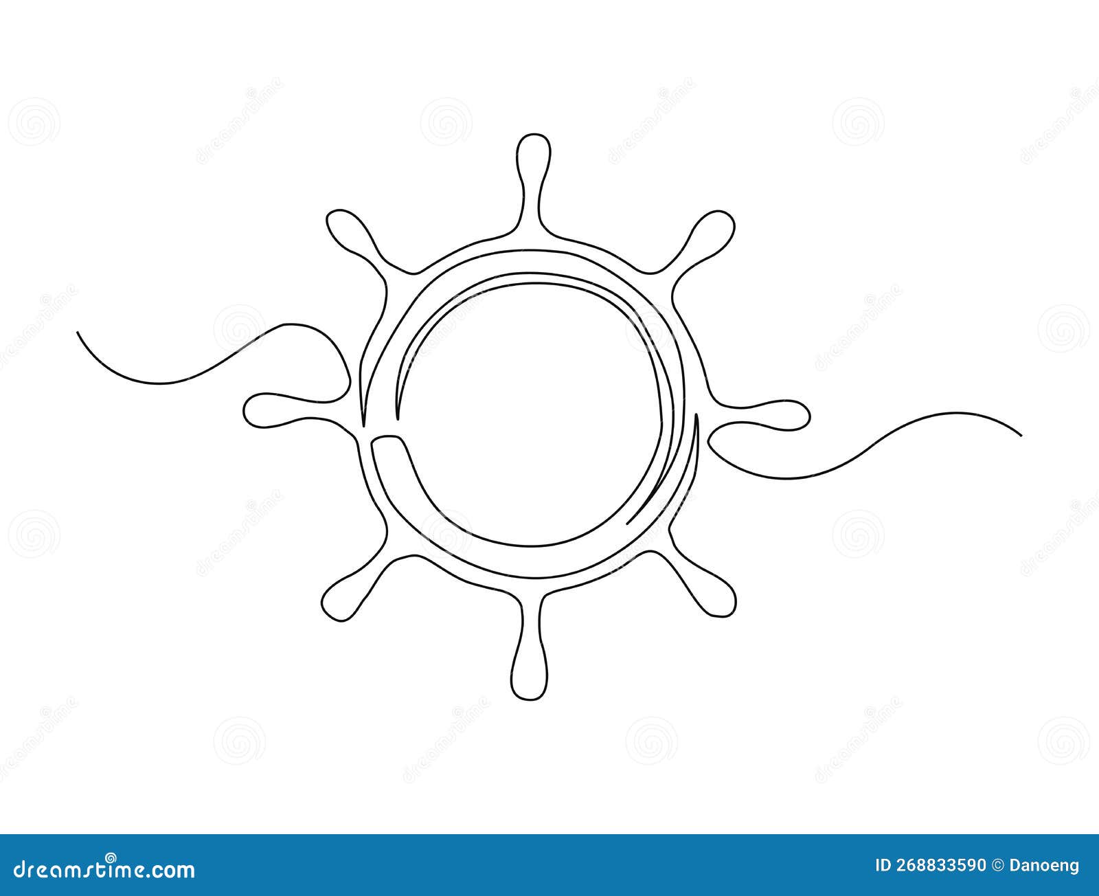 Continuous One Line Drawing of Ship Wheel. Simple Illustration of ...