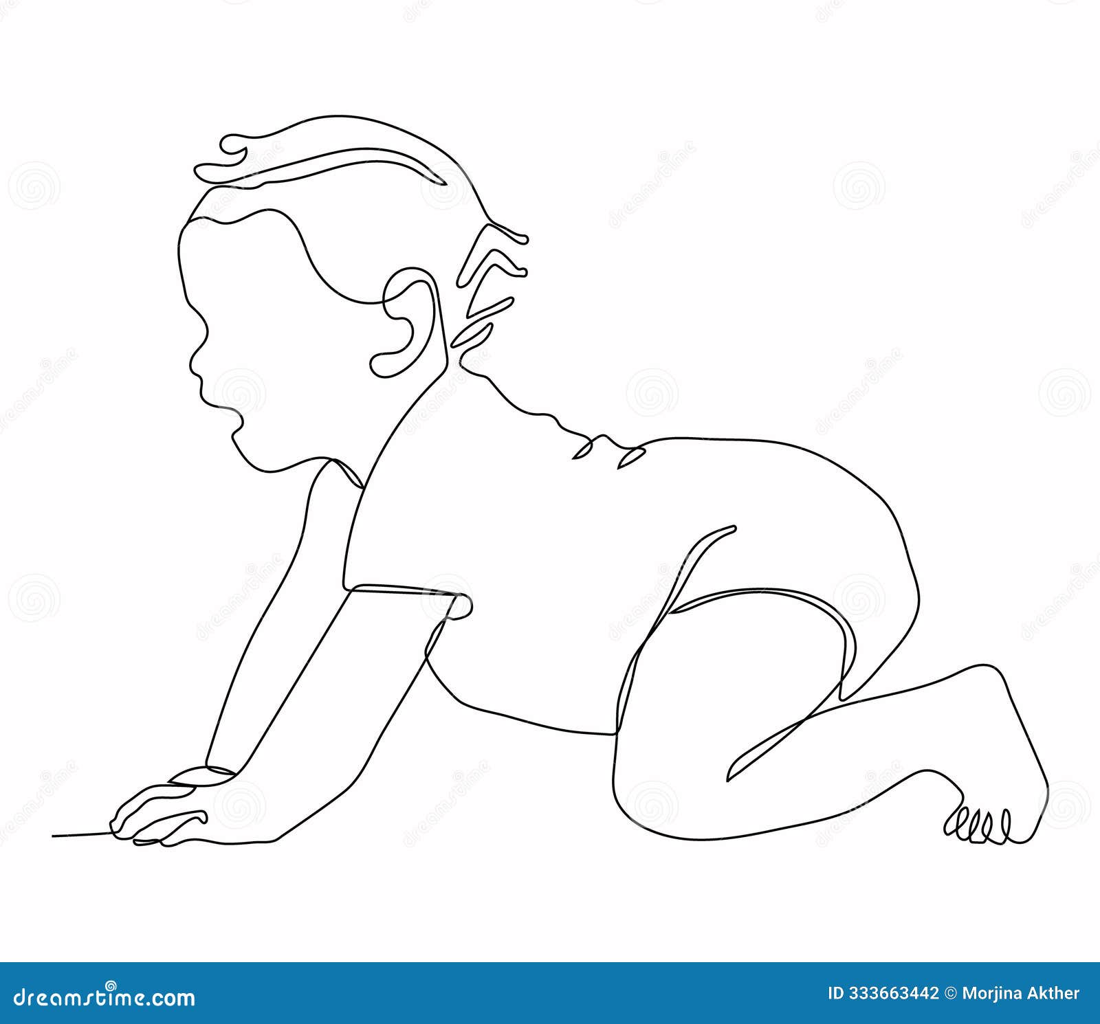 Continuous One Line Drawing of Side View of Pretty Baby. Stock ...