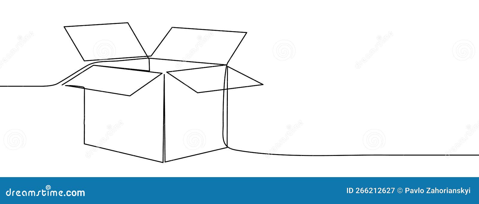 Continuous One Line Drawing Silhouette of a Cardboard Box. Vector ...