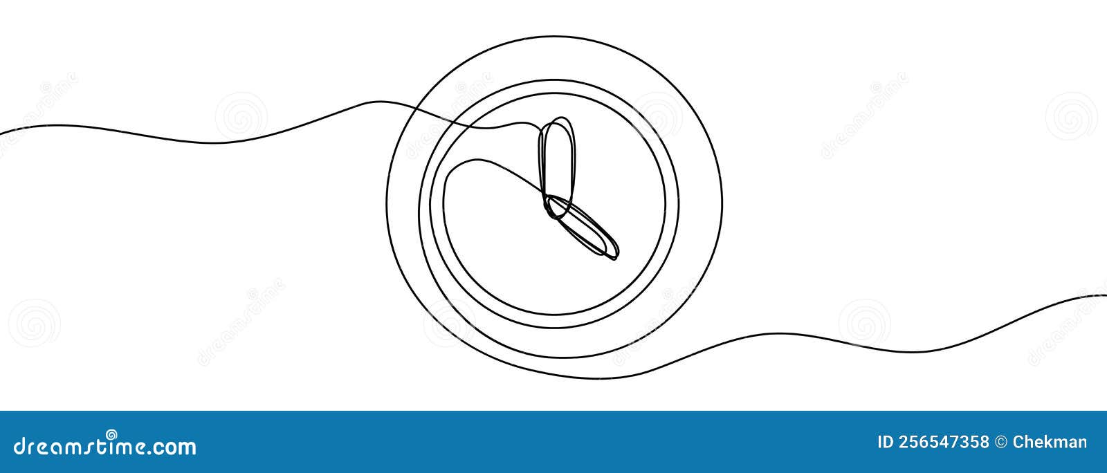 Continuous One Line Drawing Silhouette of Clock. Clock Linear Icon ...