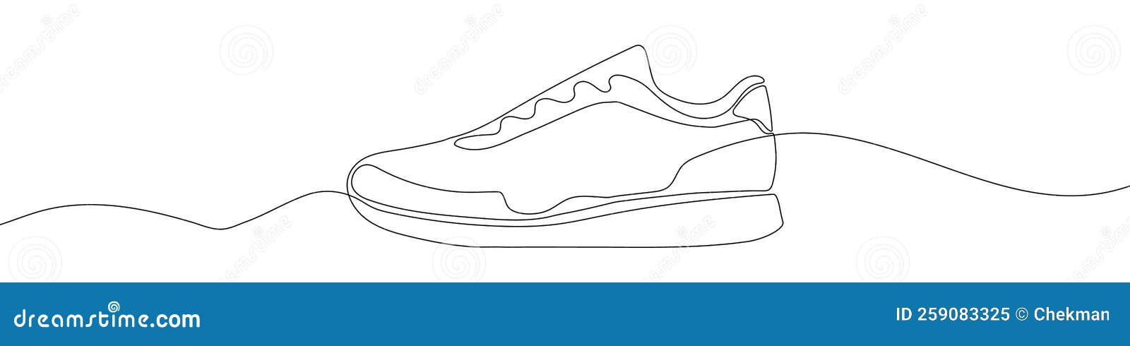 Continuous One Line Drawing Silhouette of Sneakers. the Sneakers Linear ...