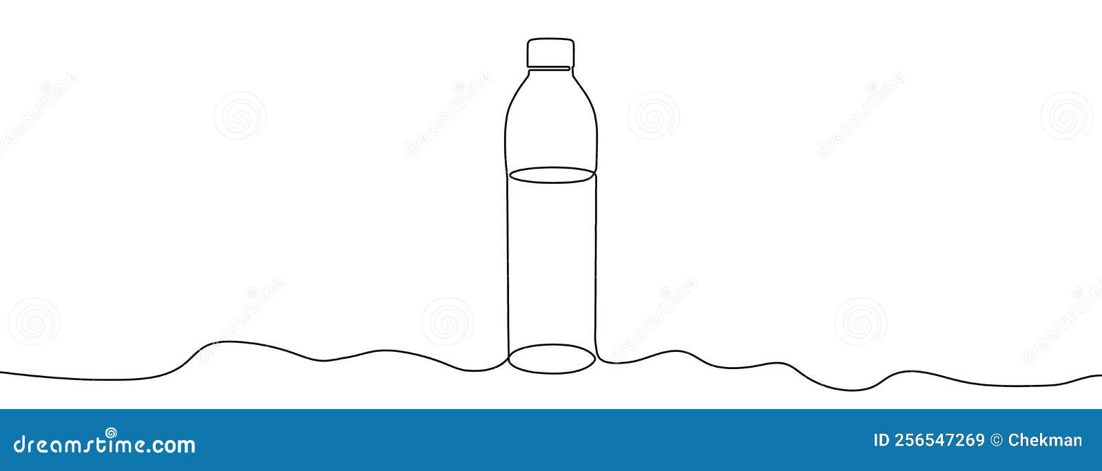 Continuous One Line Drawing Silhouette of Water Bottle. Bottle Linear ...