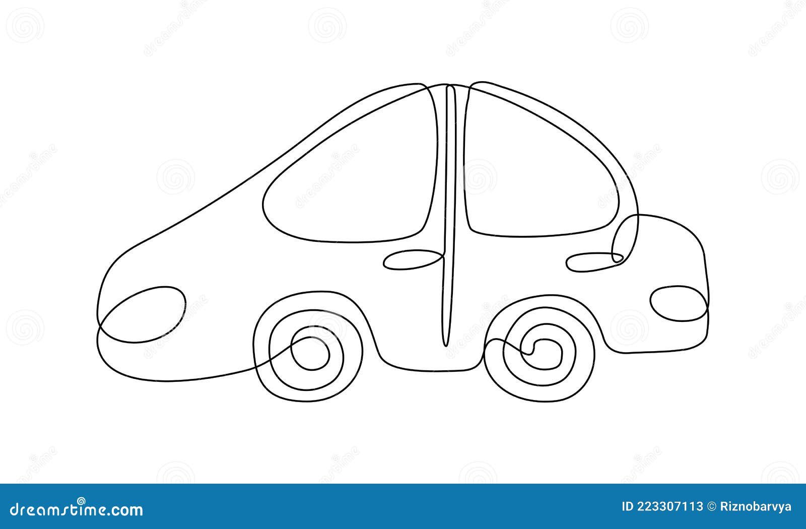 Continuous One Line Drawing Small Car. Minimalist Cute Single Line ...
