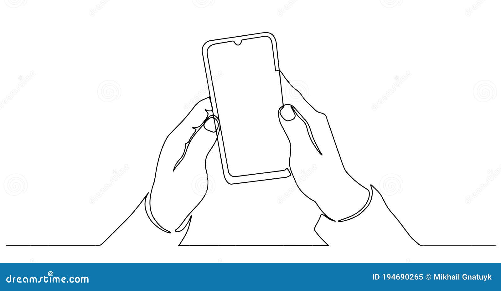 Continuous One Line Drawing Smartphone Phone in Hand. Continuous One ...