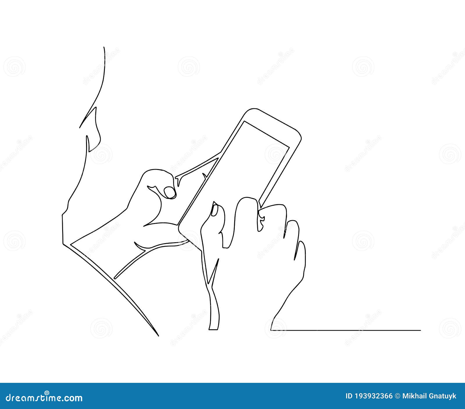 Continuous One Line Drawing Smartphone Phone In Hand. Simple Line ...