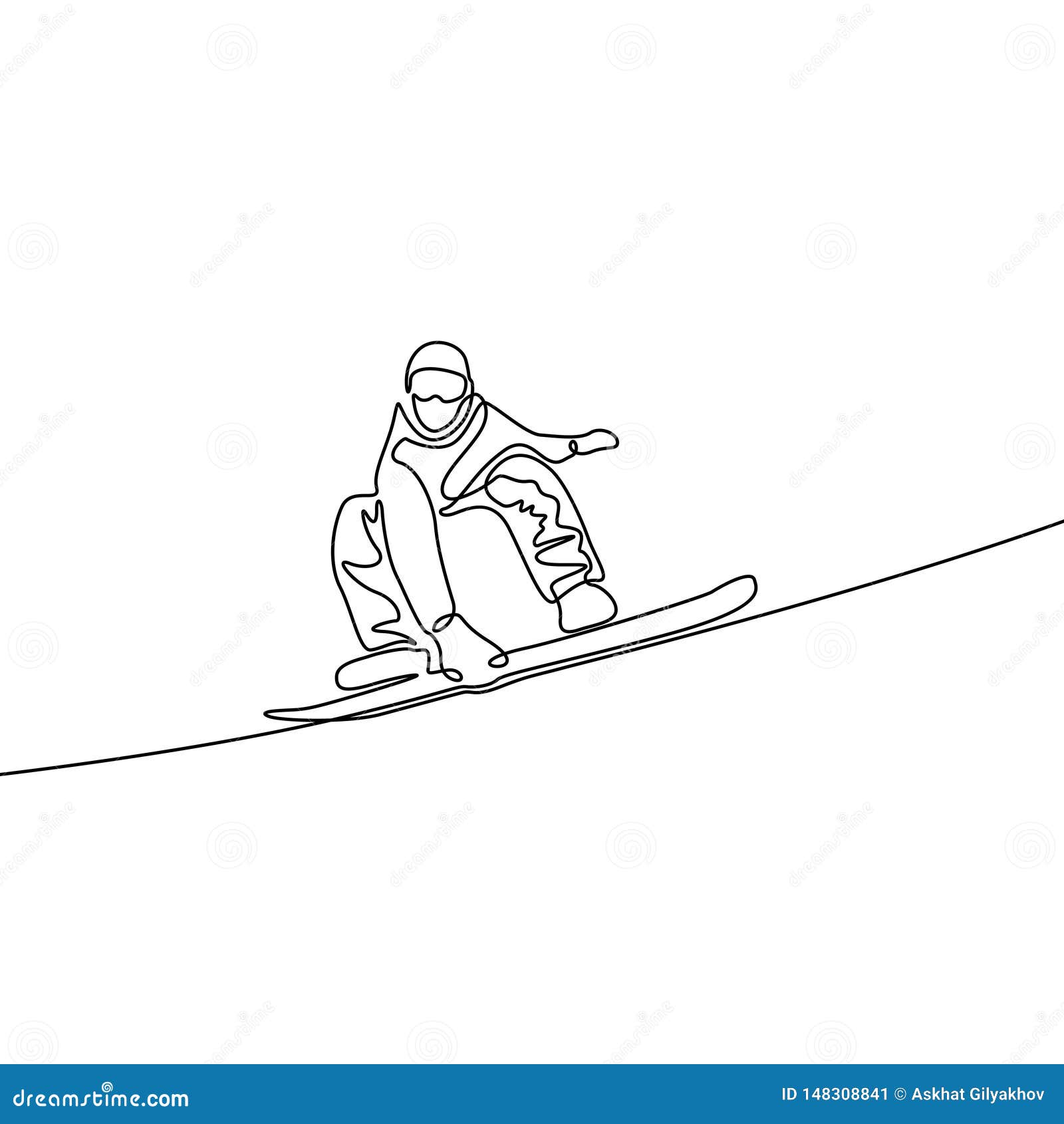 Continuous One Line Drawing Snowboarder. Vector Illustration Stock ...