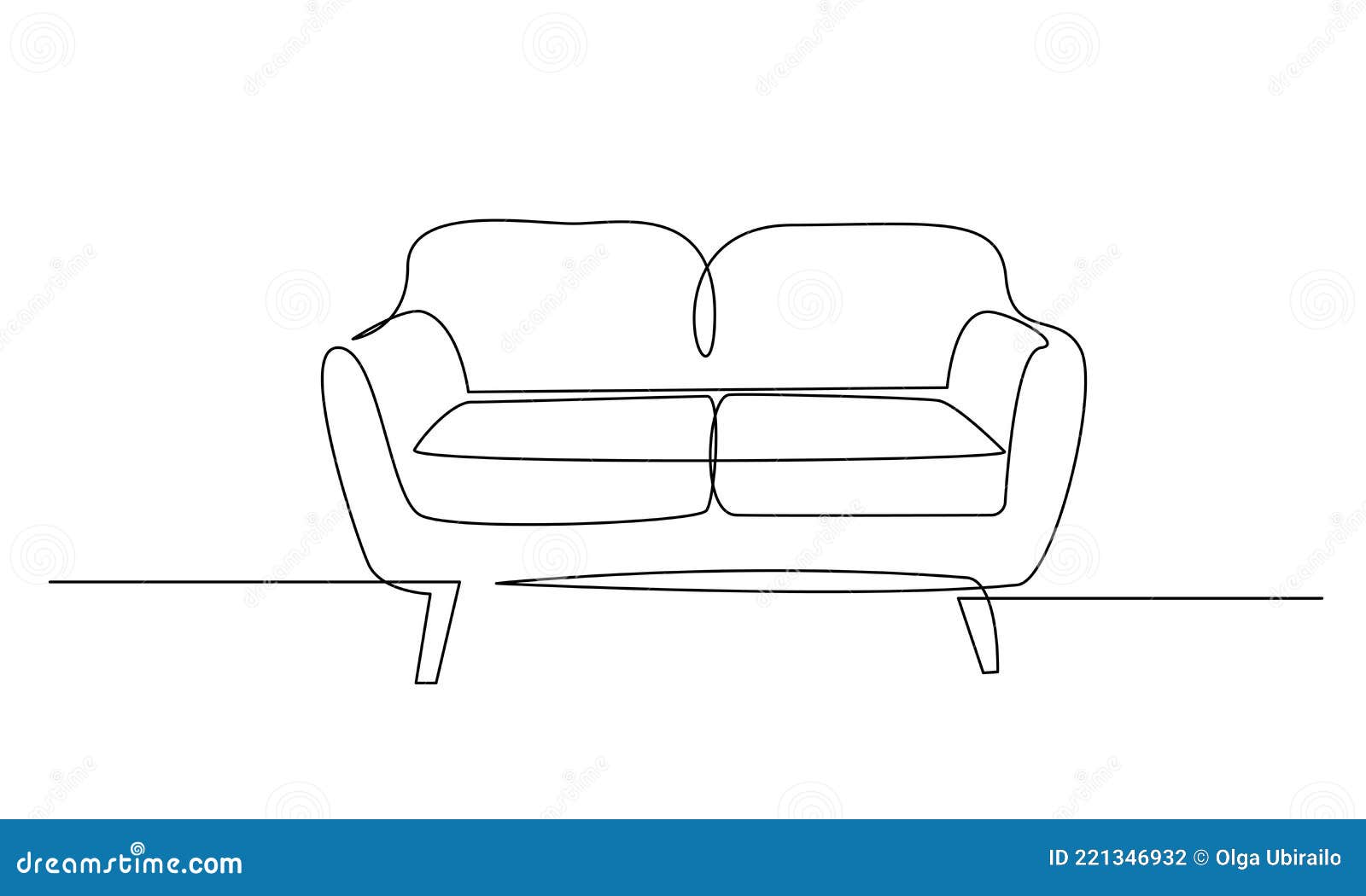 Continuous One Line Drawing of Sofa or Couch. Modern Furniture in ...