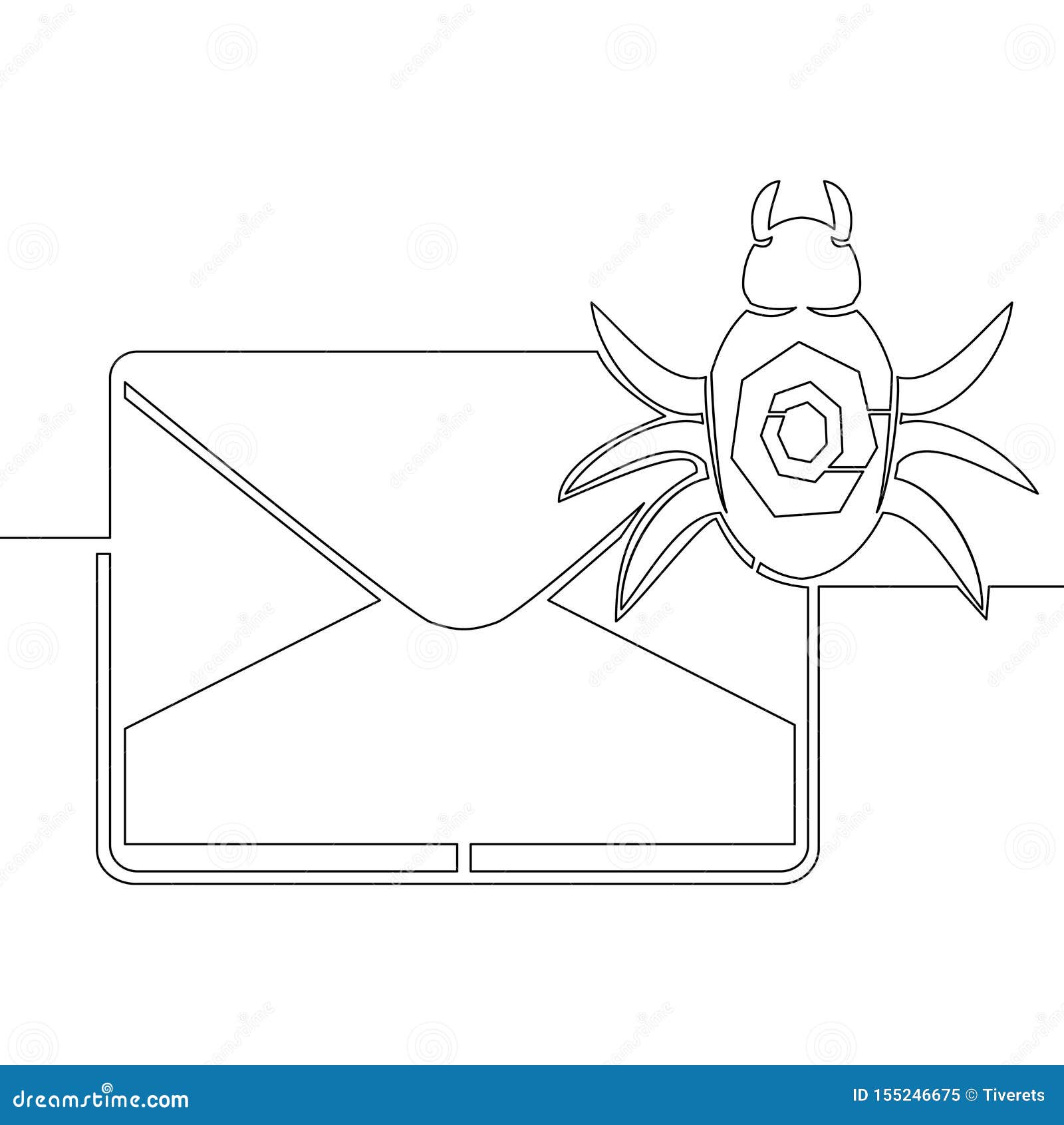 Continuous One Line Drawing Spam Icon Concept Stock Vector ...